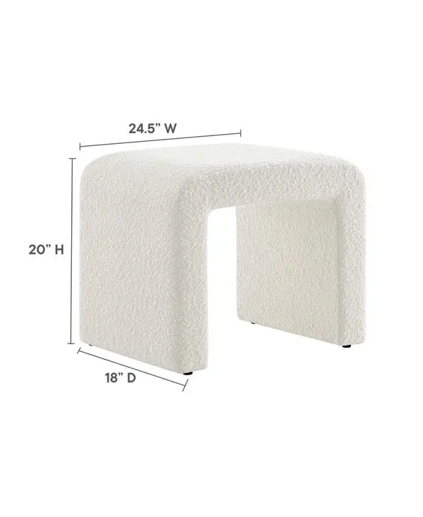 MODWAY Simba Boucle Fabric Waterfall Stool - Ivory