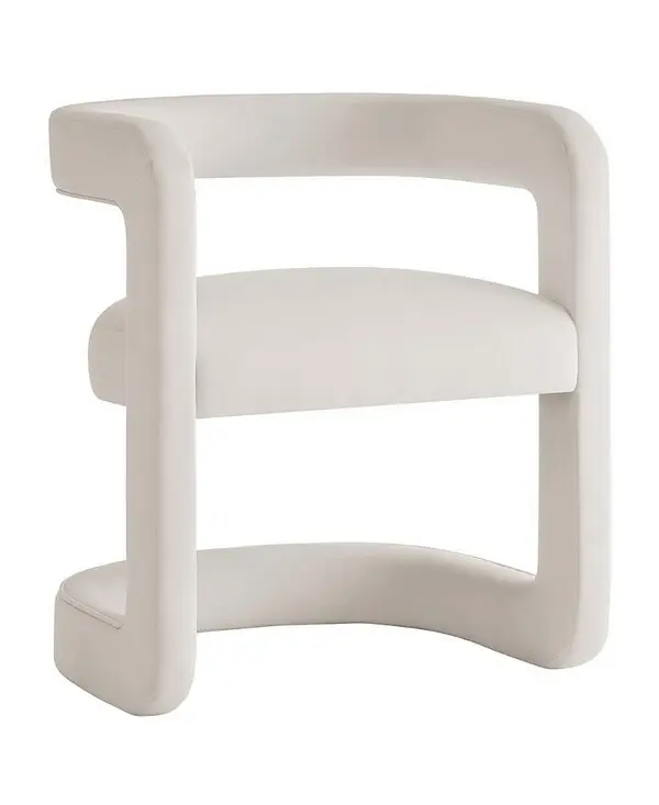 MODWAY Winslow Performance Velvet Barrel Accent Chair - Alabaster