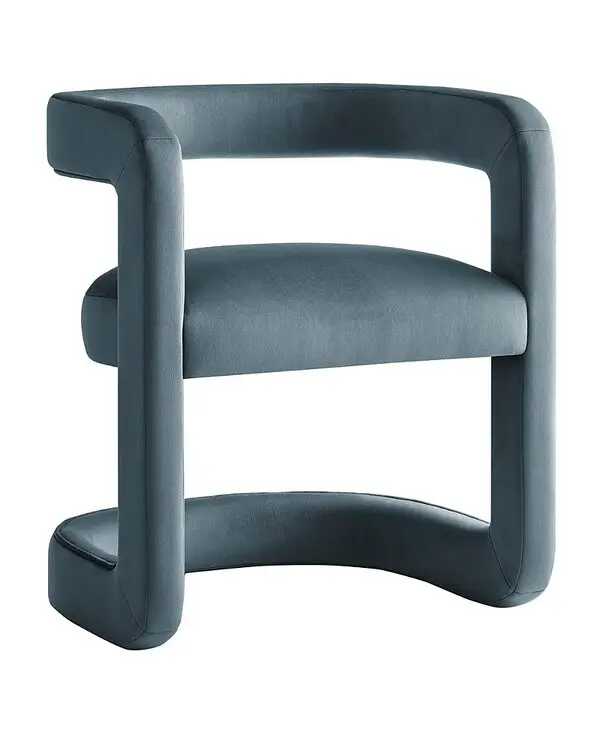 MODWAY Winslow Performance Velvet Barrel Accent Chair - Cadet Blue