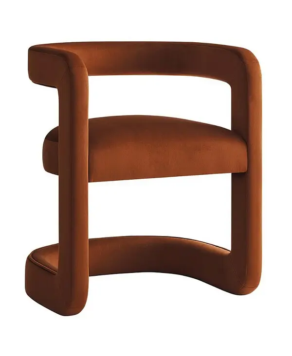 MODWAY Winslow Performance Velvet Barrel Accent Chair - Rust