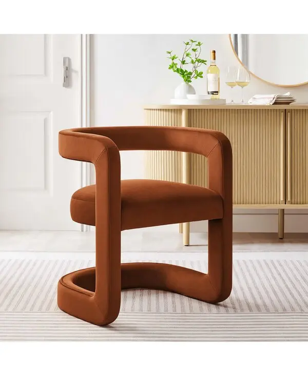MODWAY Winslow Performance Velvet Barrel Accent Chair - Rust