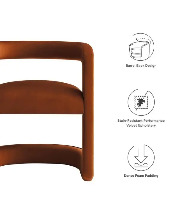 MODWAY Winslow Performance Velvet Barrel Accent Chair - Rust