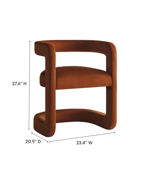 MODWAY Winslow Performance Velvet Barrel Accent Chair - Rust