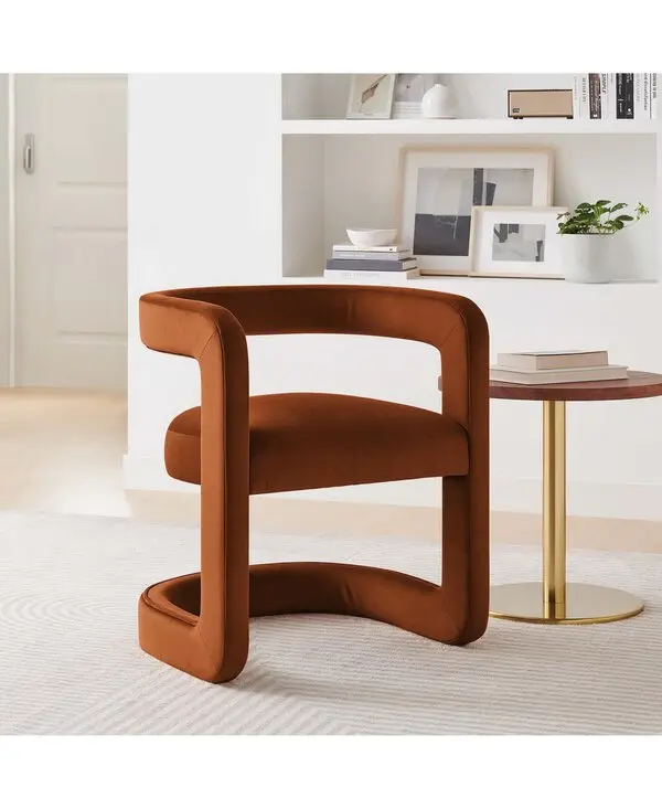 MODWAY Winslow Performance Velvet Barrel Accent Chair - Rust