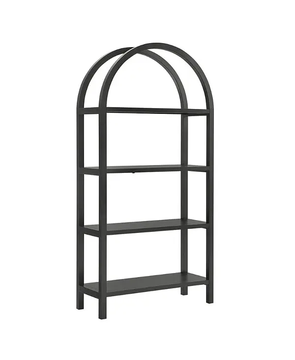 MODWAY Vexley 72 Inch Large Arched Bookshelf - Black