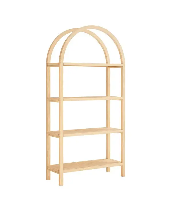 MODWAY Vexley 72 Inch Large Arched Bookshelf - Natural
