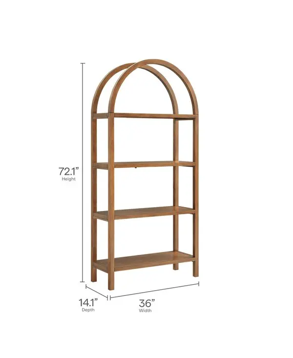 MODWAY Vexley 72 Inch Large Arched Bookshelf - Walnut