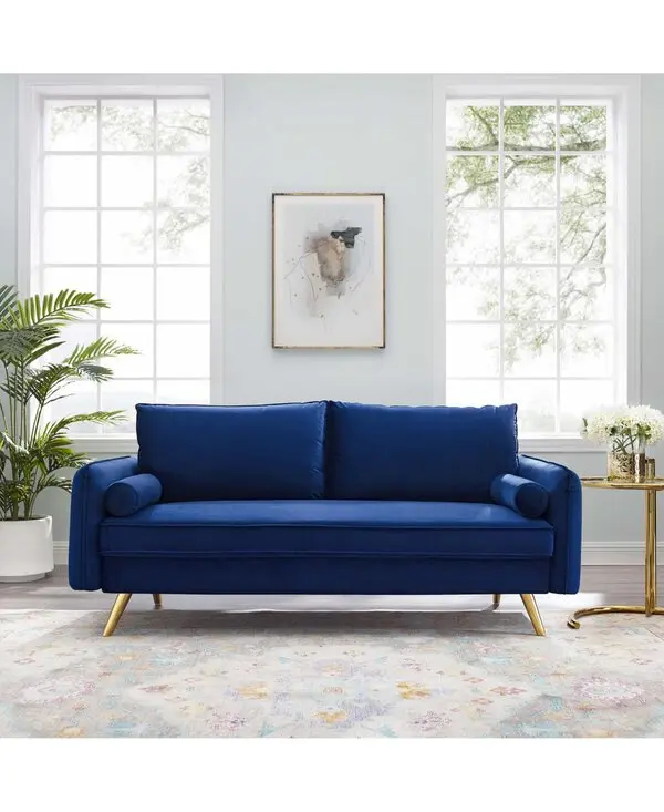 MODWAY Revive Performance Velvet Sofa - Navy