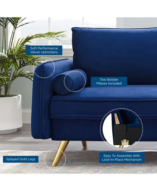 MODWAY Revive Performance Velvet Sofa - Navy