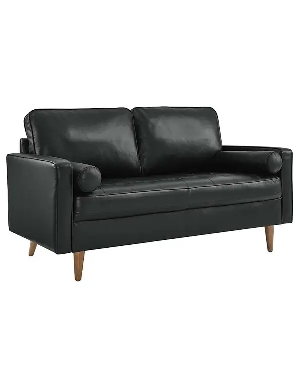 MODWAY Valour Leather Loveseat - Black