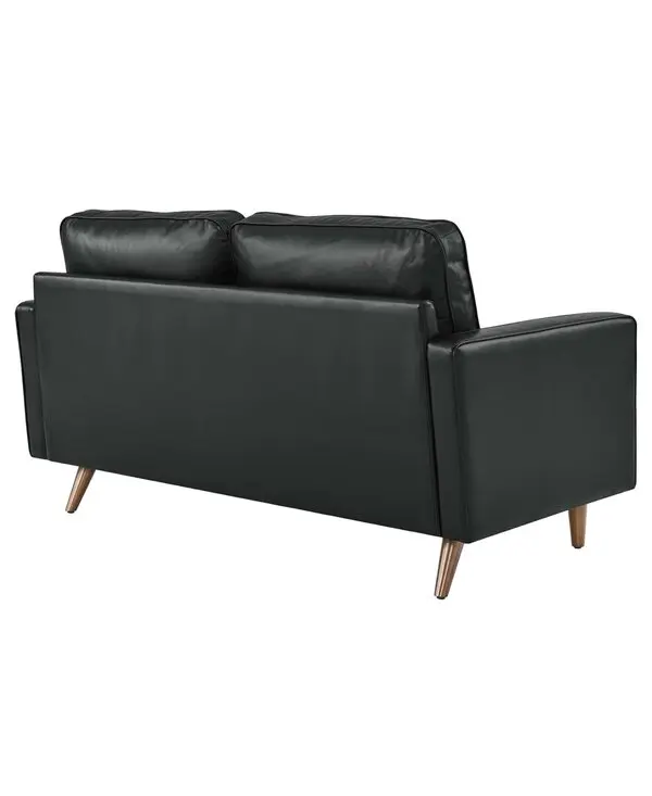 MODWAY Valour Leather Loveseat - Black