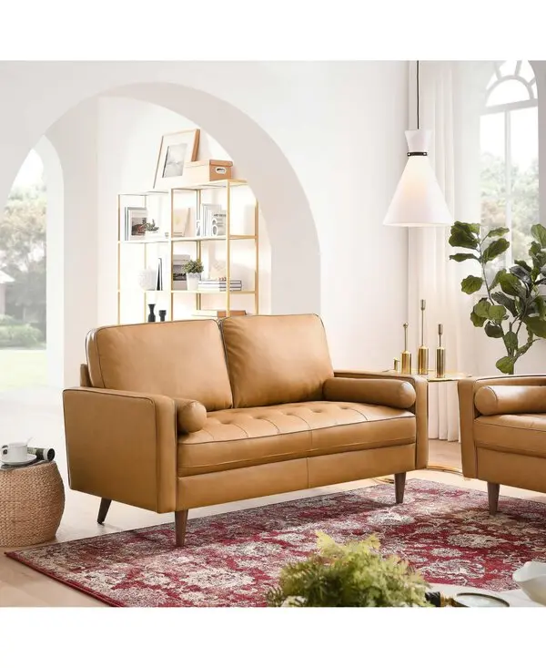 MODWAY Valour Leather Loveseat - Tan