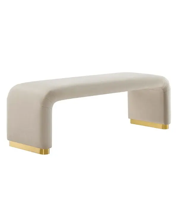 MODWAY Koda Performance Velvet Waterfall Long Bench - Brass Almond