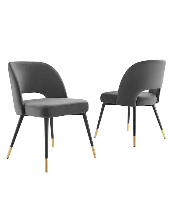 MODWAY Rouse Performance Velvet Dining Side Chairs, Set Of 2 - Charcoal
