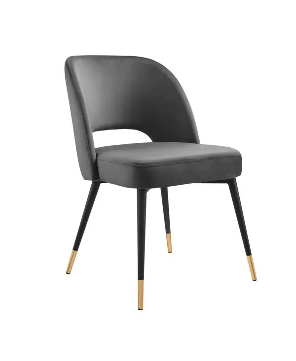 MODWAY Rouse Performance Velvet Dining Side Chairs, Set Of 2 - Charcoal