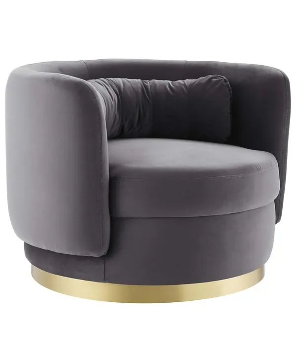 MODWAY Relish Performance Velvet Swivel Chair - Gold Gray