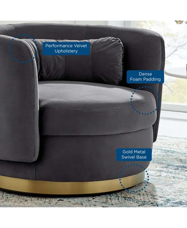 MODWAY Relish Performance Velvet Swivel Chair