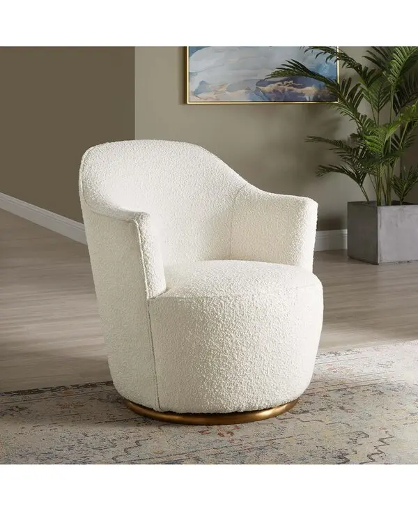 MODWAY Nora Boucle Upholstered Swivel Chair