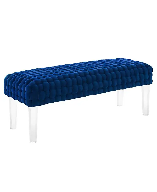MODWAY Prologue Woven Performance Velvet Ottoman - Navy