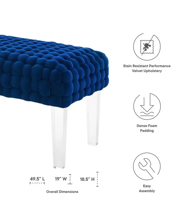 MODWAY Prologue Woven Performance Velvet Ottoman - Navy