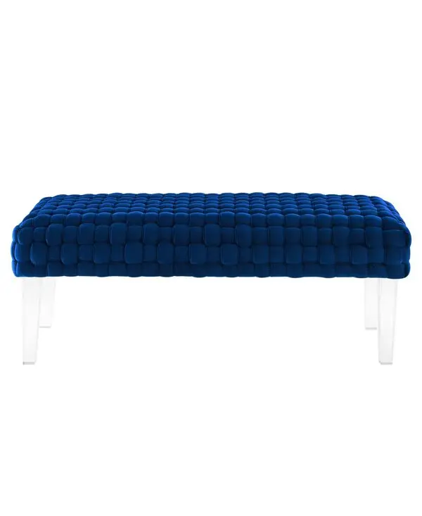 MODWAY Prologue Woven Performance Velvet Ottoman - Navy
