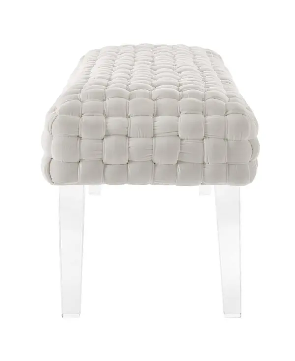 MODWAY Prologue Woven Performance Velvet Ottoman - White