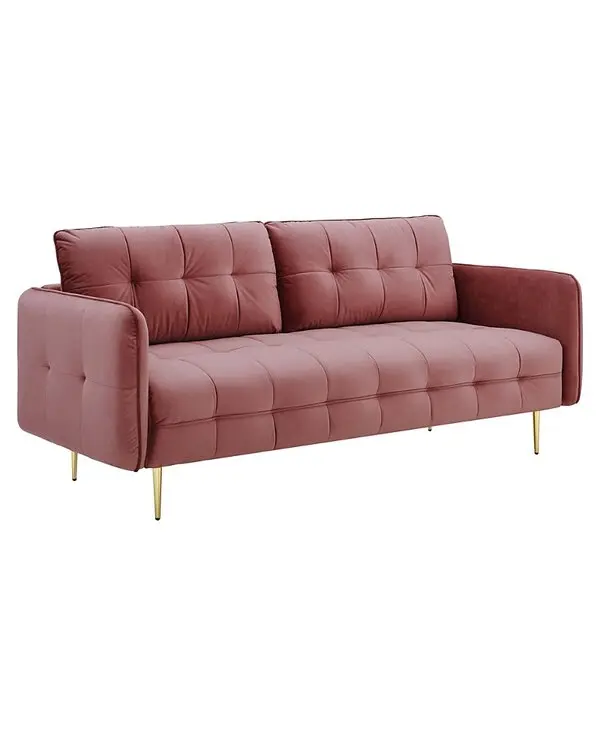 MODWAY Cameron Tufted Performance Velvet Sofa - Dusty Rose