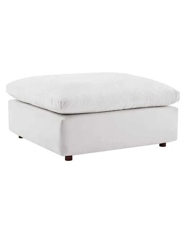 MODWAY Commix Down Filled Overstuffed Performance Velvet Ottoman - White