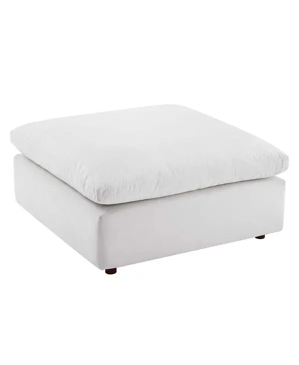 MODWAY Commix Down Filled Overstuffed Performance Velvet Ottoman - White