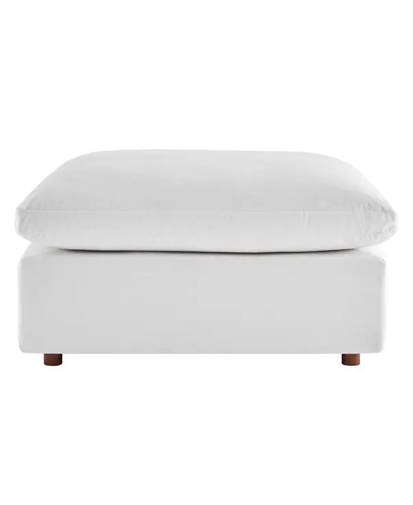 MODWAY Commix Down Filled Overstuffed Performance Velvet Ottoman - White