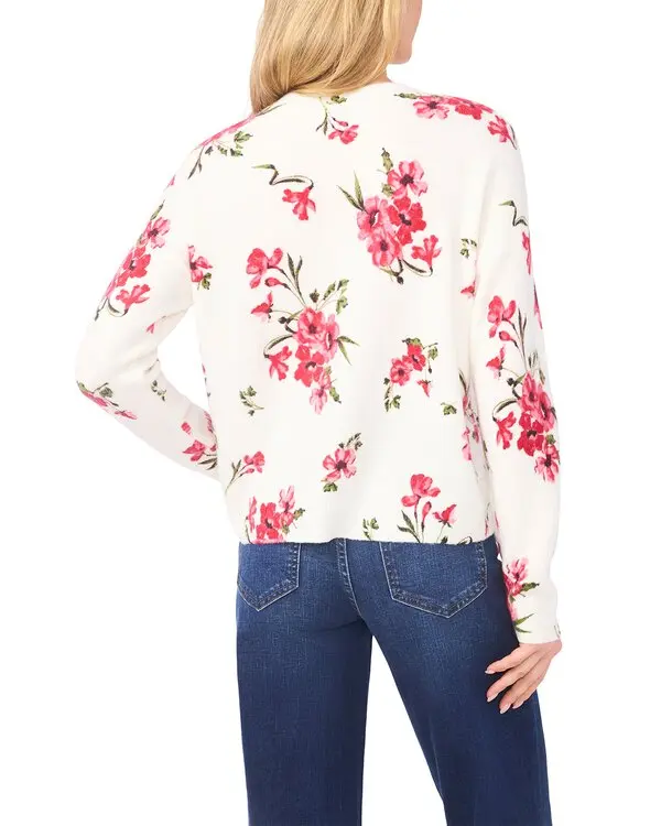 CECE DUPRAZ Printed Long Sleeve Crewneck Sweater
