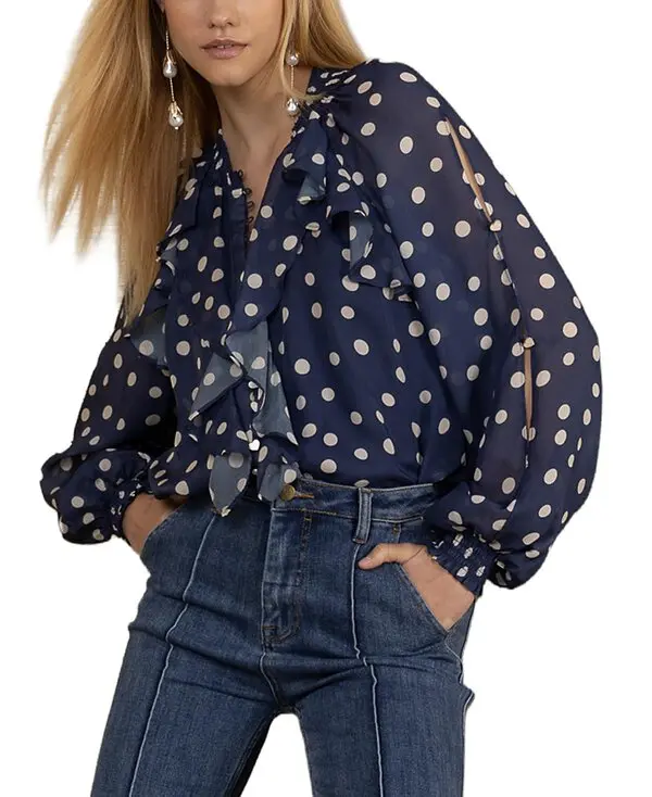 Hale Bob Jaylene Silk Top - Navy