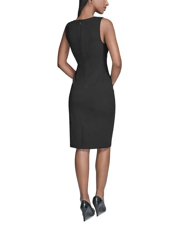 Karl Lagerfeld Paris Scuba Crepe Midi Dress With Floral Embroidery