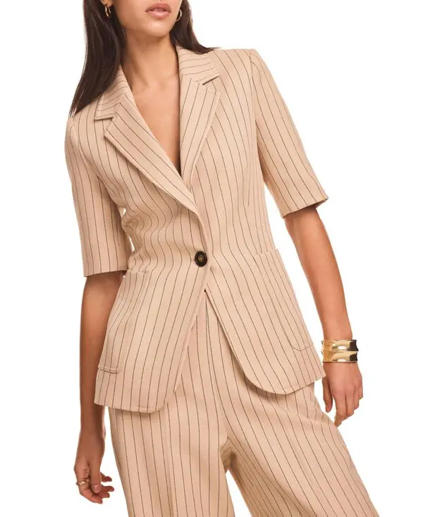 Mint Velvet Pinstripe Short Sleeve Blazer