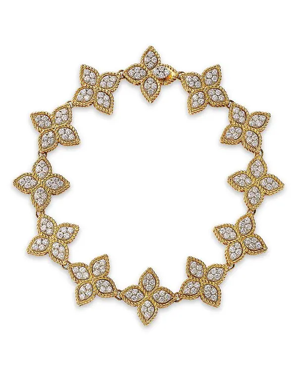 Roberto Coin 18k White & Yellow Gold Princess Flower Diamond Bracelet - White/gold