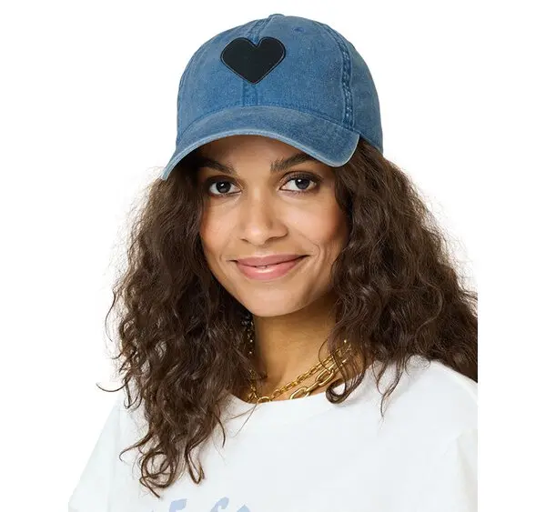 KERRI ROSENTHAL Imperfect Heart Denim Baseball Cap - Denim/black
