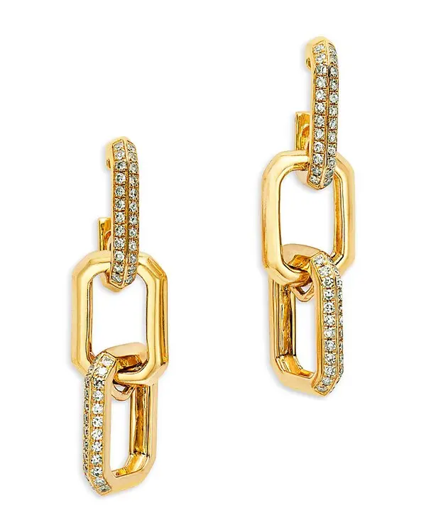 Bloomingdale'S Diamond Chain Link Drop Earrings In 14k Yellow 0.24 Tcw - Gold