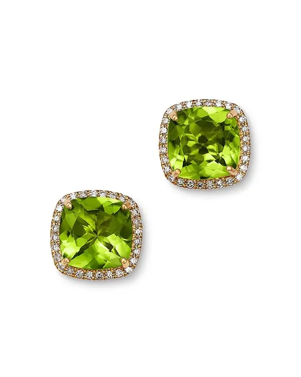 Bloomingdale'S Peridot And Diamond Halo Stud Earrings - Peridot/gold