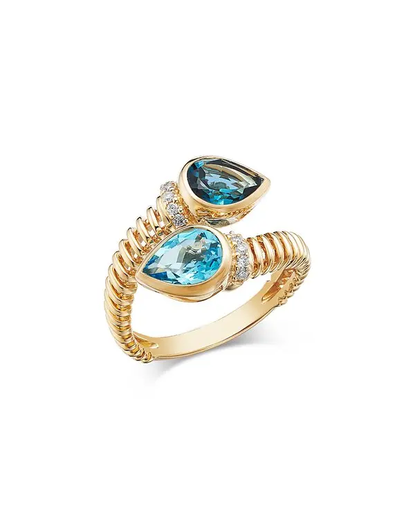 Bloomingdale'S Blue Topaz, London Blue Topaz And Diamond Ring - Gold