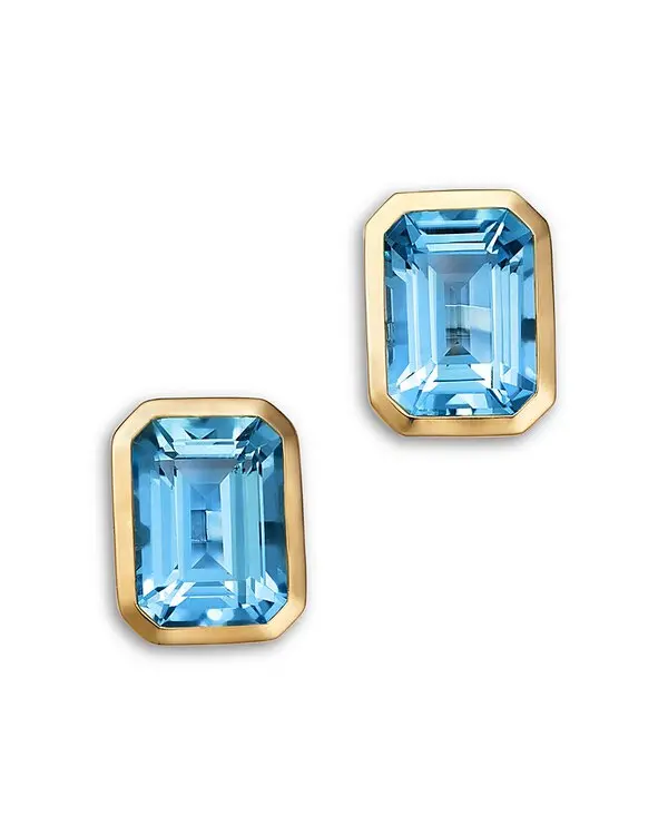 Bloomingdale'S Sky Blue Topaz Solitaire Stud Earrings In 14k Yellow Gold - Blue/gold