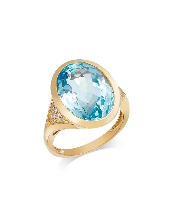 Bloomingdale'S Sky Blue Topaz And Diamond Ring - Blue/gold