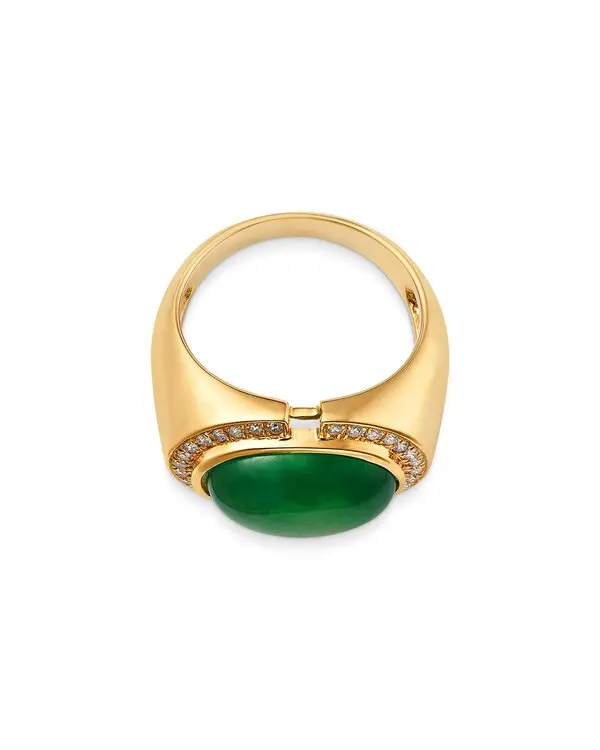 Bloomingdale'S Dyed Jade And Diamond Halo Ring - Gold/jade