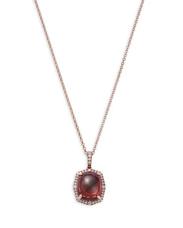 Bloomingdale'S Garnet And Diamond Halo Pendant Necklace - Garnet/rose Gold