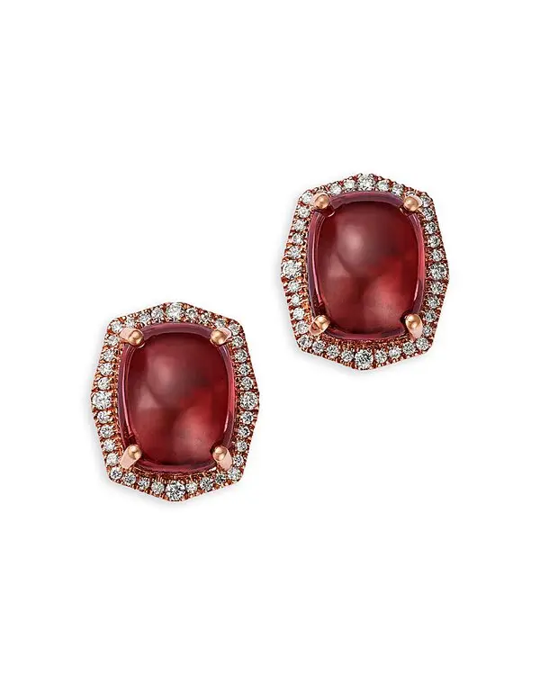Bloomingdale'S Garnet And Diamond Stud Earrings - Red/rose Gold