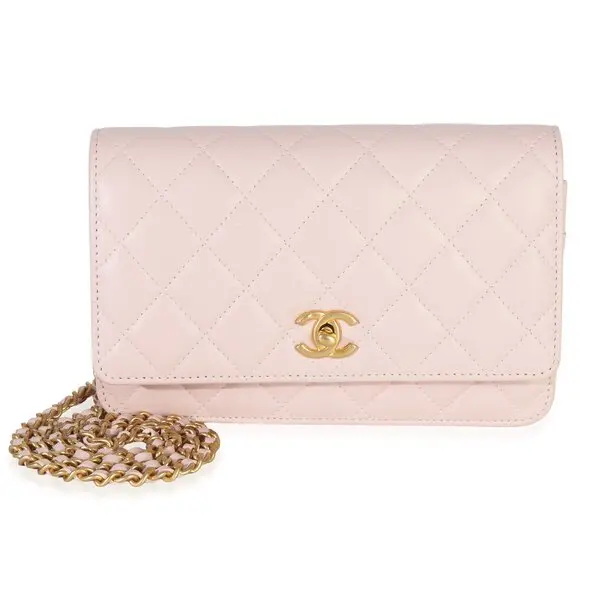 Chanel Quilted Lambskin Cc Pearl Crush Wallet-on-chain - Pink