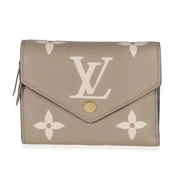 LOUIS VUITTON Tourterelle Creme Giant Monogram Empreinte Victorine Wallet - Tan