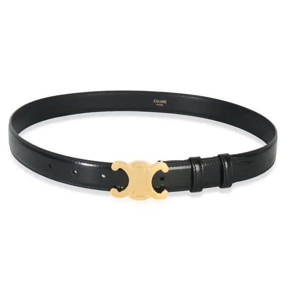 Celine Taurillon Calfskin 25mm Triomphe Belt 75 - Black