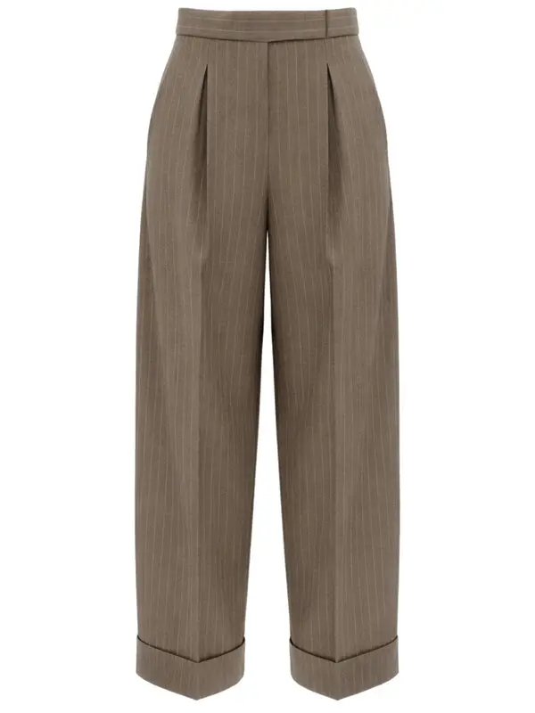 Max Mara Pinstripe Wide Leg Trousers - Brown