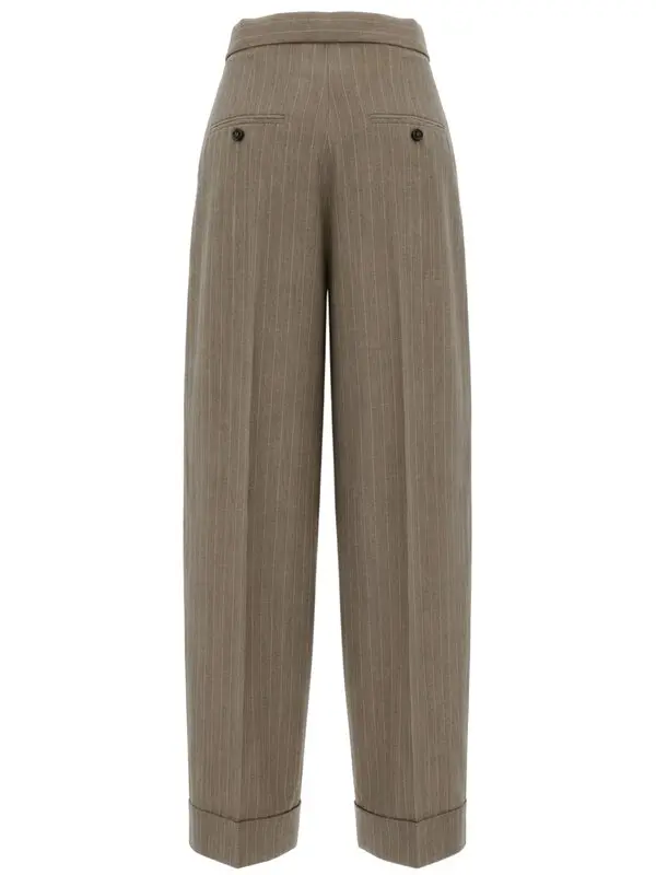 Max Mara Pinstripe Wide Leg Trousers - Brown