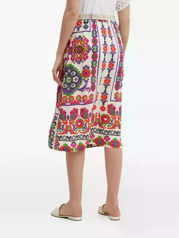 LA PETITE FRANÇAISE Floral Button Midi Skirt